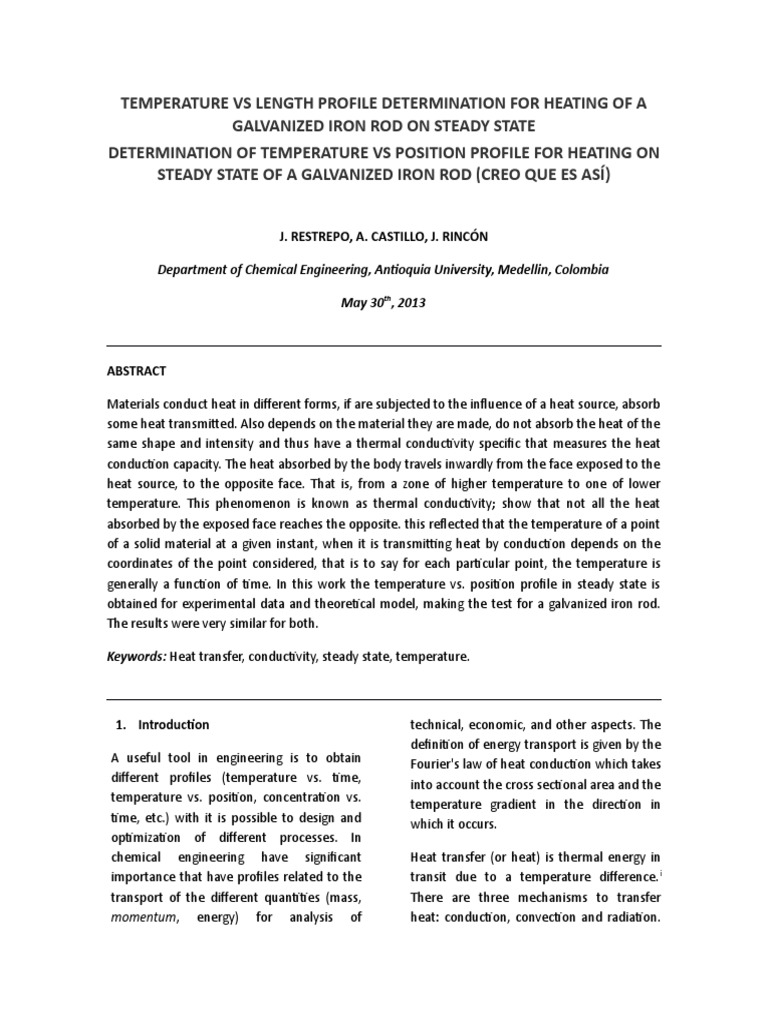 Differential Energy Balance For A Bar | PDF | Thermal Conduction | Heat ...