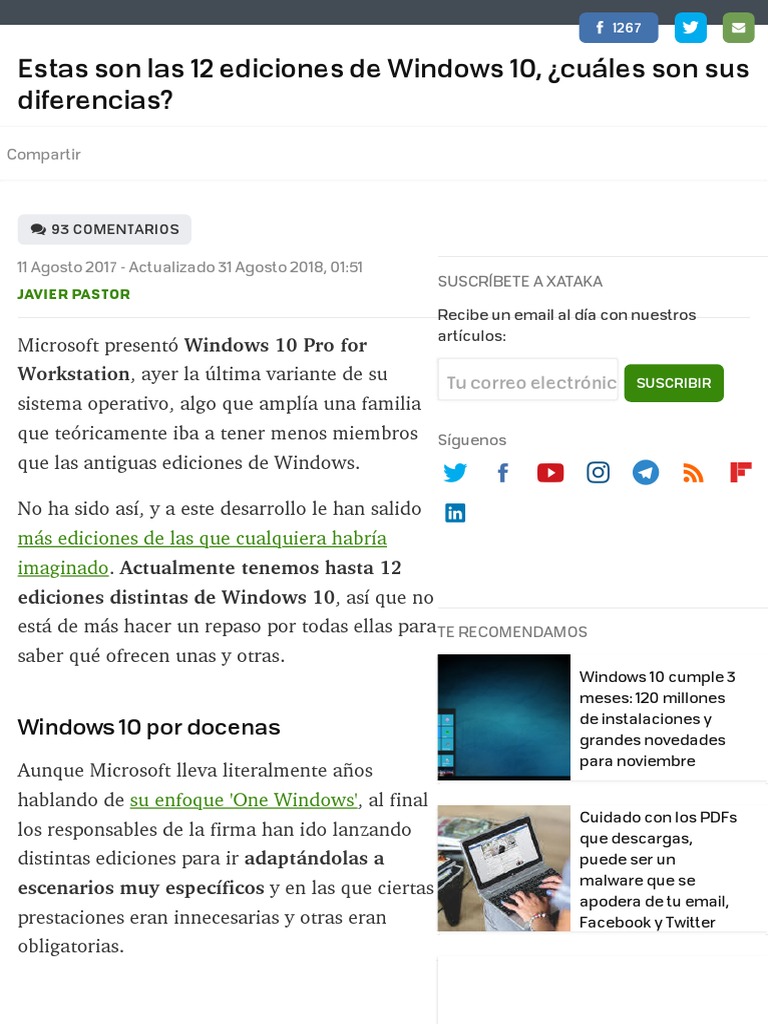 Diferencias entre las ediciones de Windows 10 | PDF | Windows 10 | Microsoft Windows