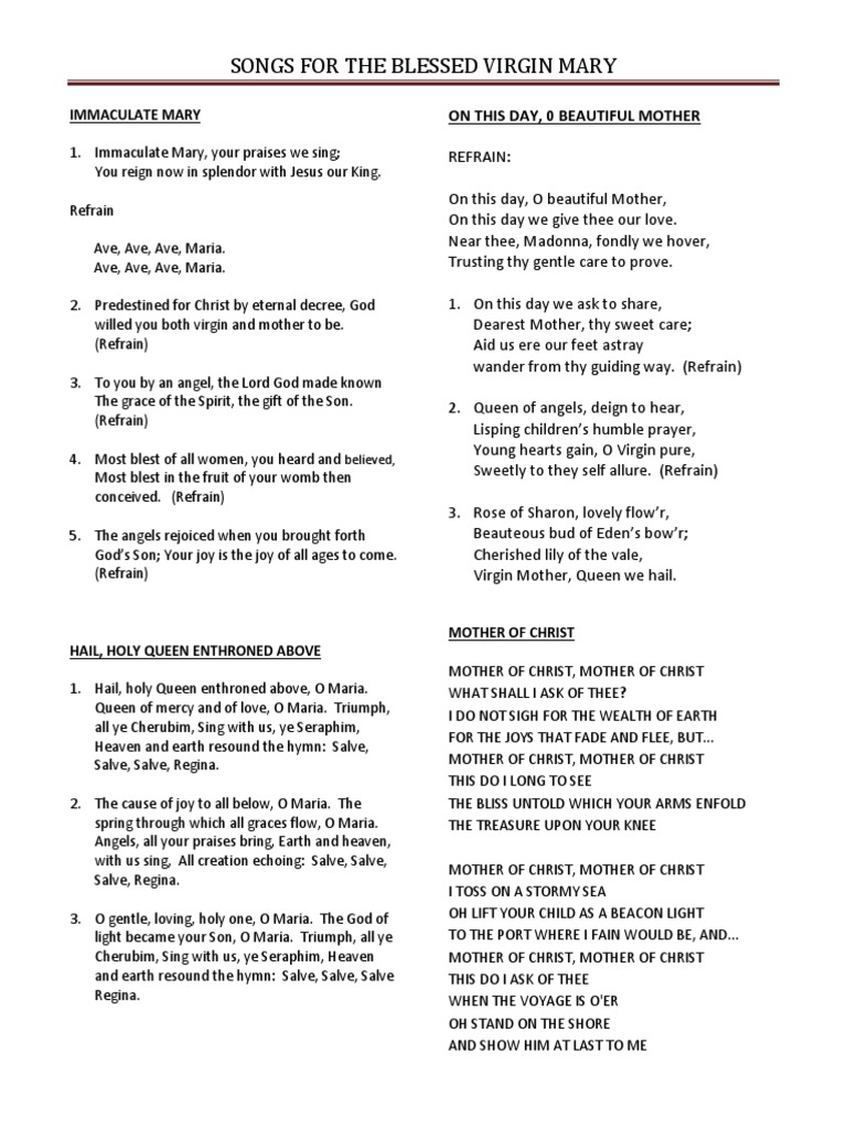Hymns for the Blessed Virgin Mary | PDF | Mary, Mother Of Jesus | Jesus