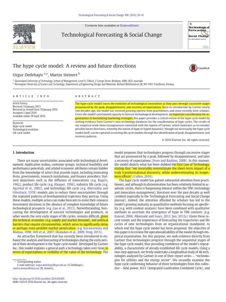 The Hype Cycle Model A Review And Future Directions Articulo Pdf