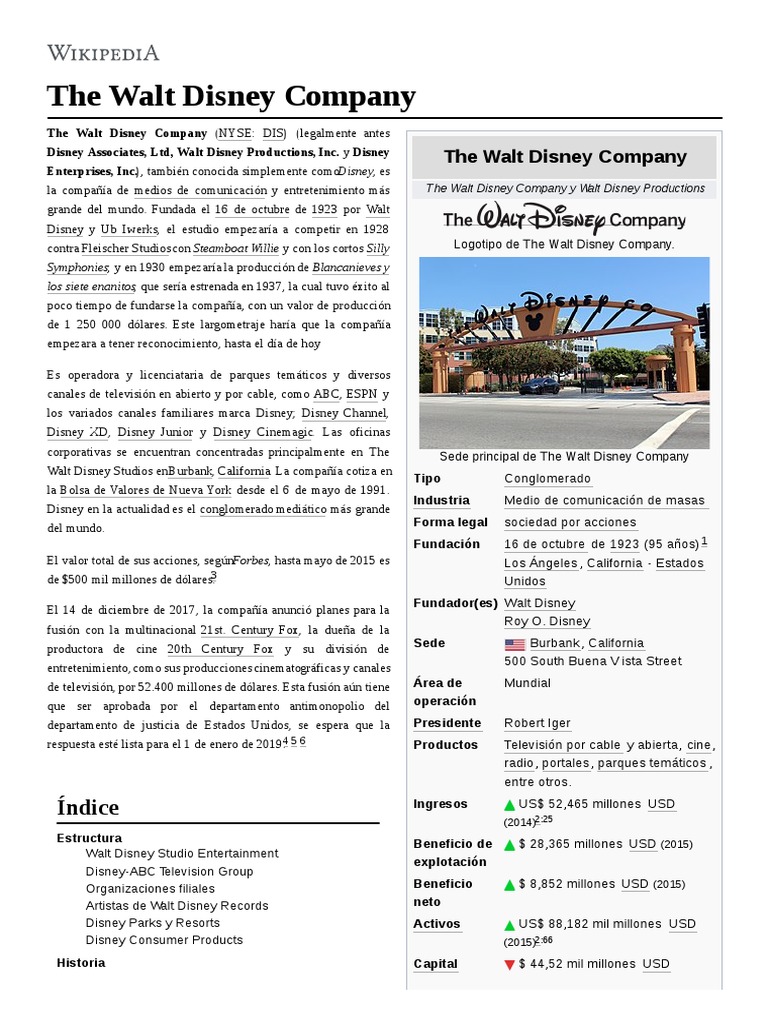 The Walt Disney Company | PDF | La compañía Walt Disney | Industria de ...