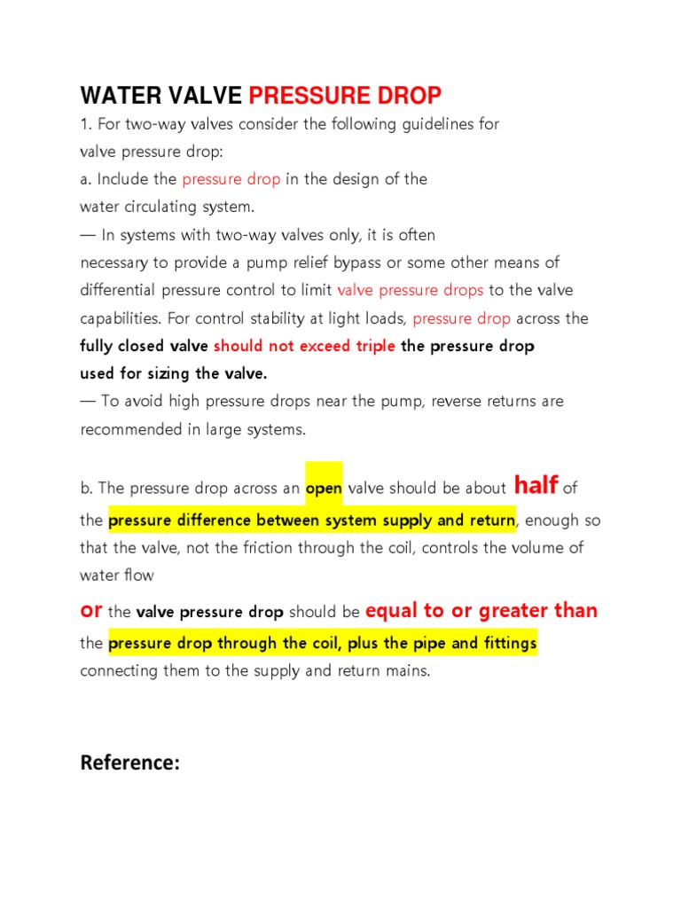 Water Valve: Pressure Drop | PDF