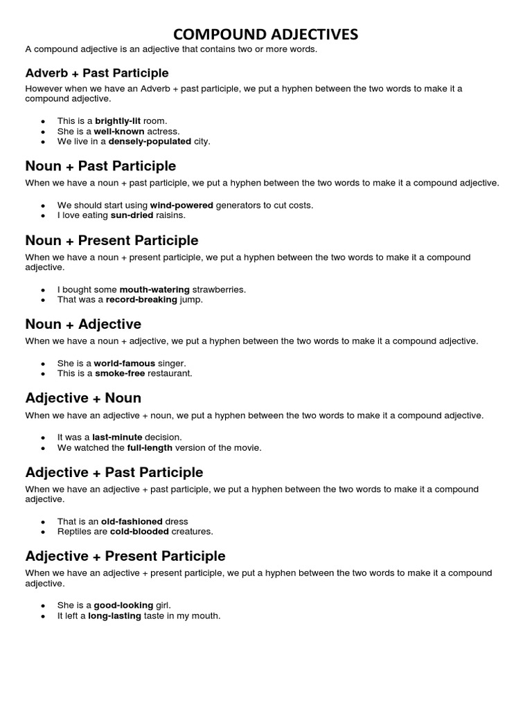 Compound Adjectives | PDF | Adjective | Onomastics