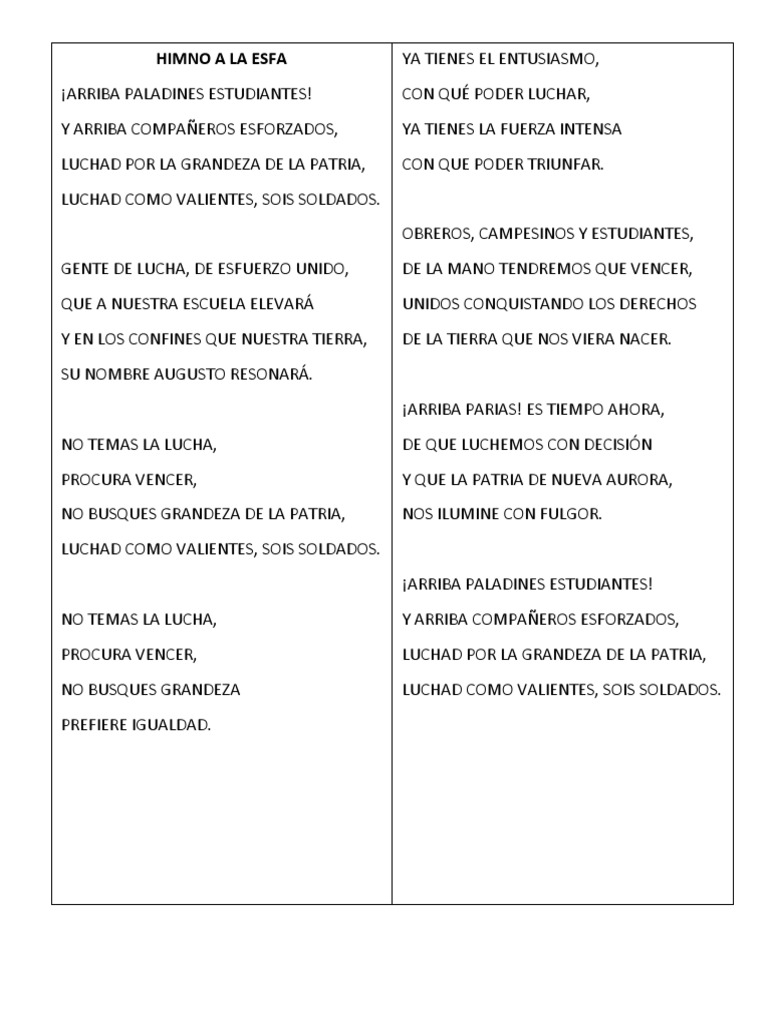 Himnos Himno A La ESFA1 PDF | PDF