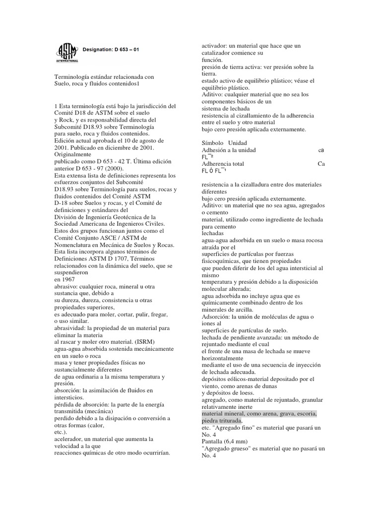 Traduccion Astm d653 | PDF | Agua subterránea | Fricción
