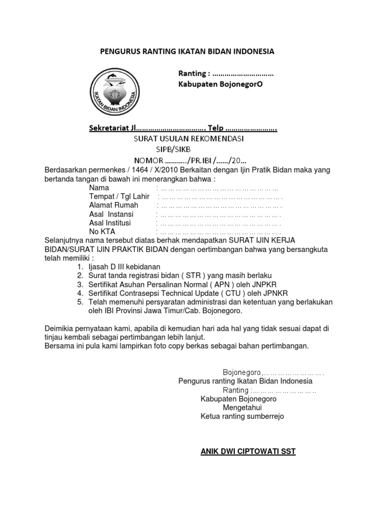 Pengurus Ranting Ikatan Bidan Indonesia | PDF