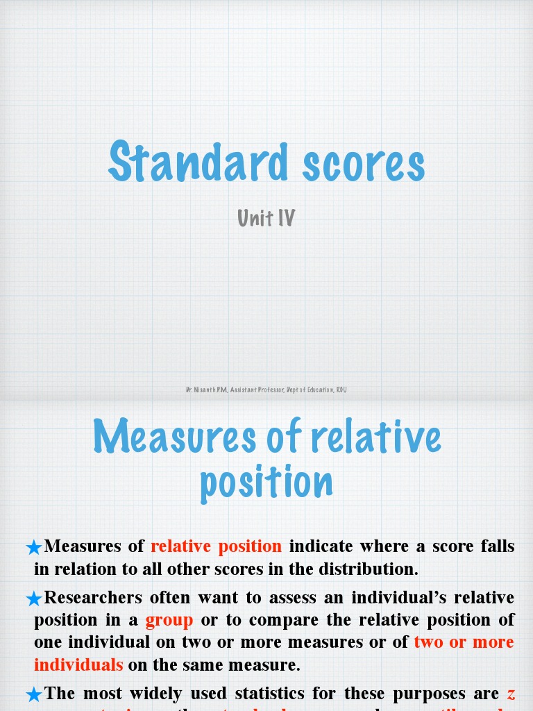 Standard Scores PPT | Standard Score | Descriptive Statistics