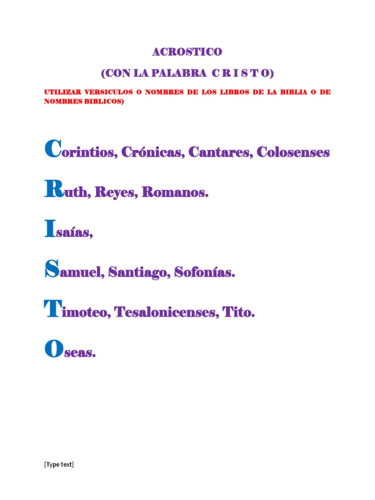 Acrósticos de Cristo y Jesús en la Biblia | PDF | Religión y espiritualidad