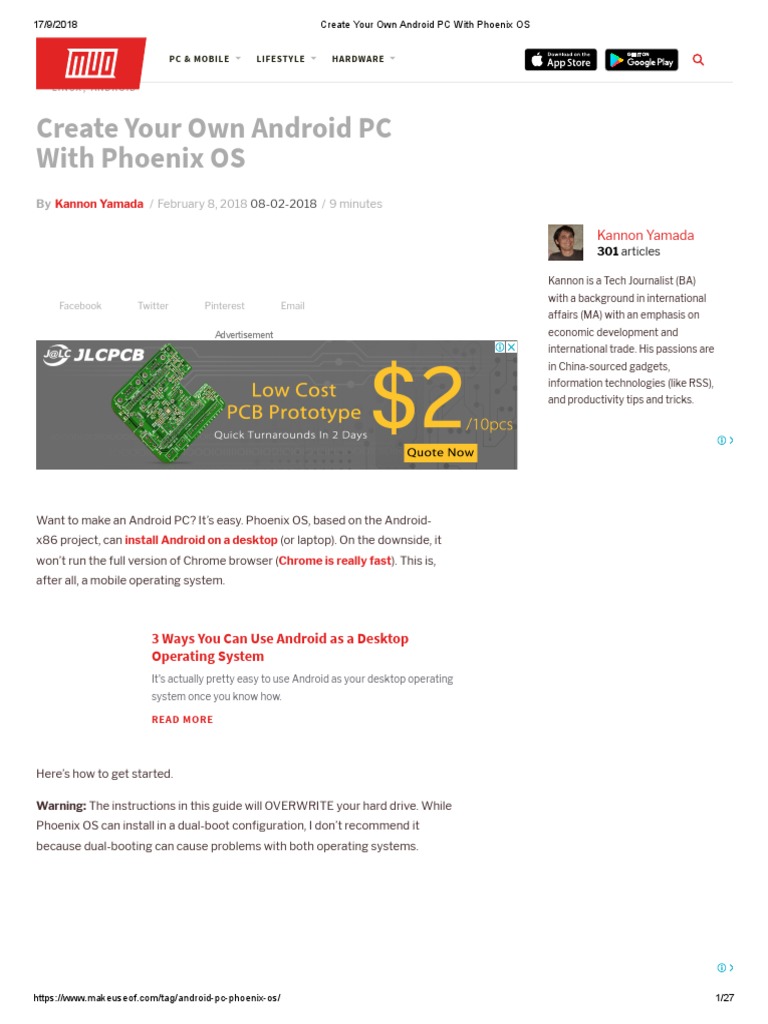 Create Your Own Android PC With Phoenix OS | PDF | Bios | Booting