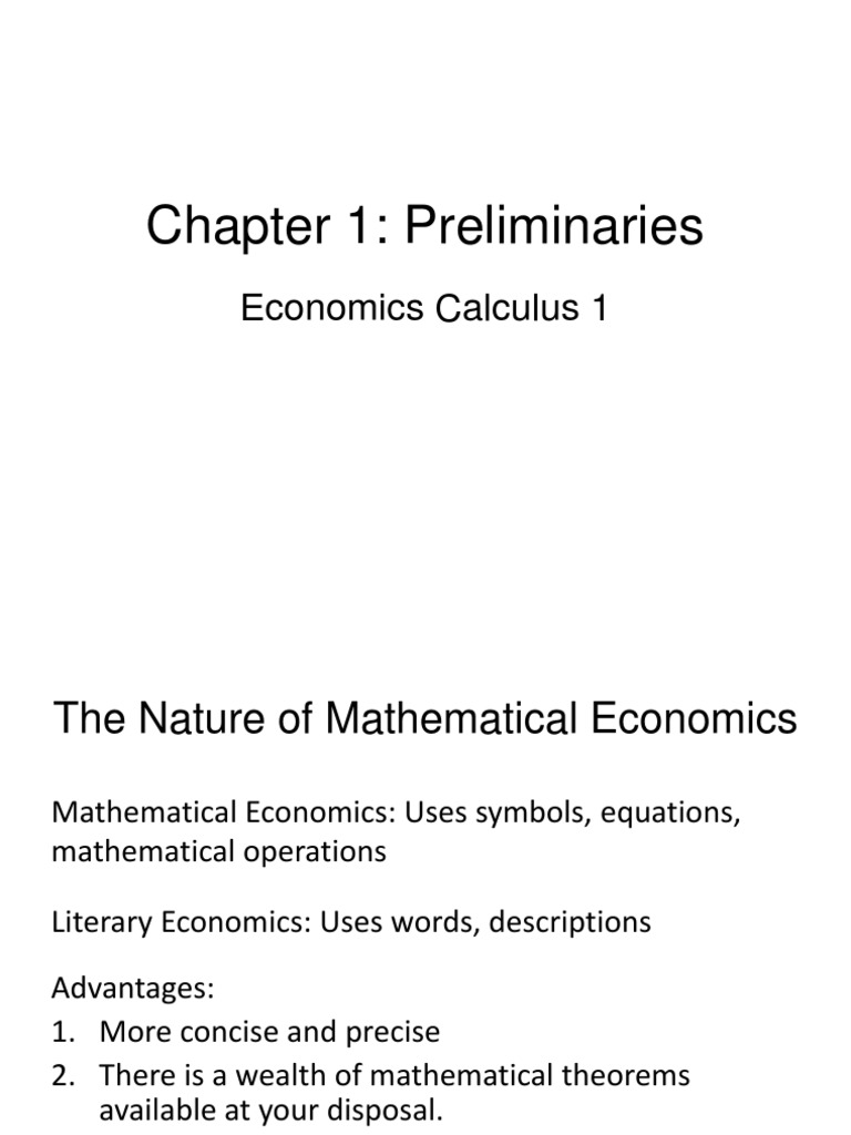 Chapter 1: Preliminaries: Economics Calculus 1 | Download Free PDF | Monotonic Function ...