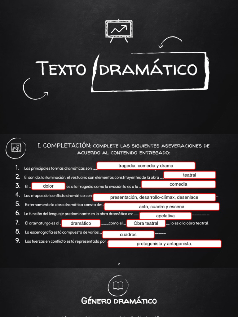 1medio Texto Dramático Contenido - Ejercicios | PDF | Comedia | Teatro