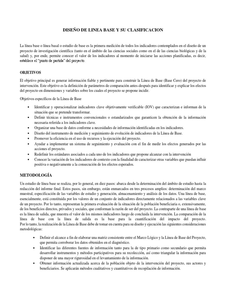 Diseño de Linea Base y Su Clasificacion | PDF | Science | Ciencia cognitiva