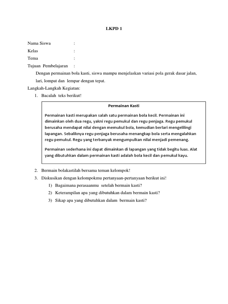 Contoh LKPD 1 | PDF