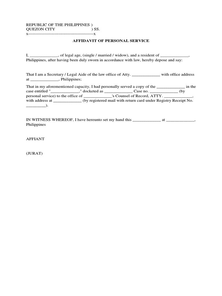 Affidavit of Personal Service | PDF