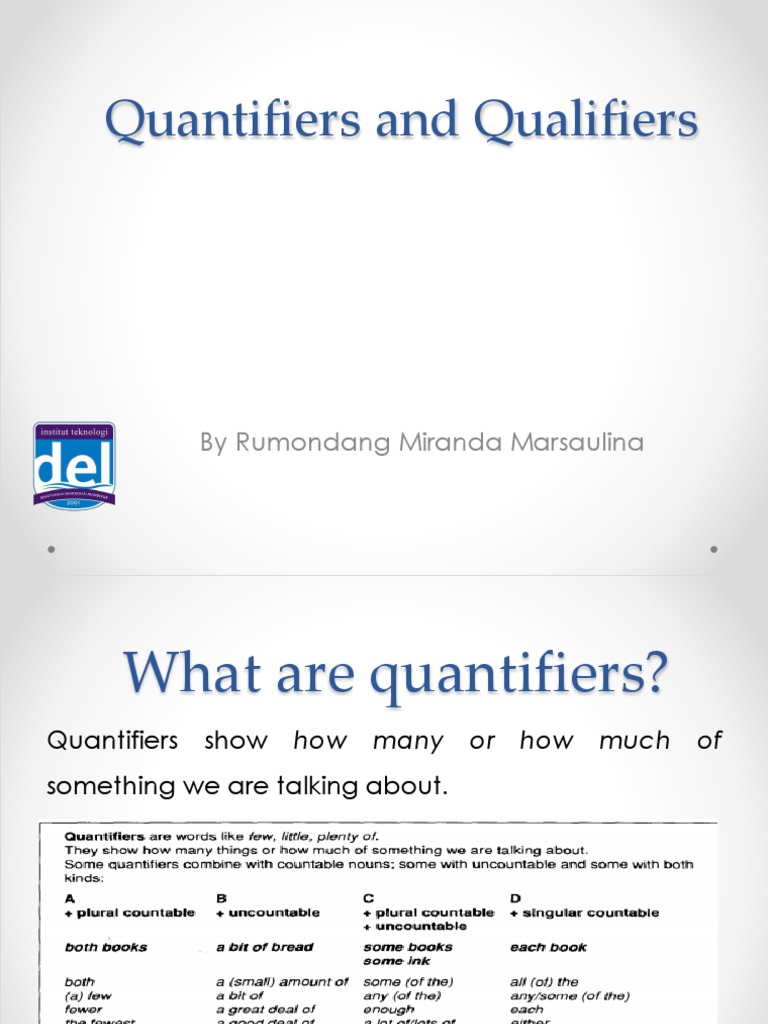 Quantifiers and Qualifiers | PDF | Adverb | Adjective