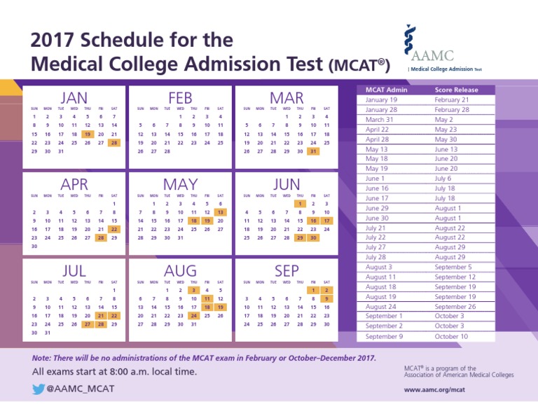 2017 MCAT Calendar PDF Final | PDF | Standardized Tests | Tests