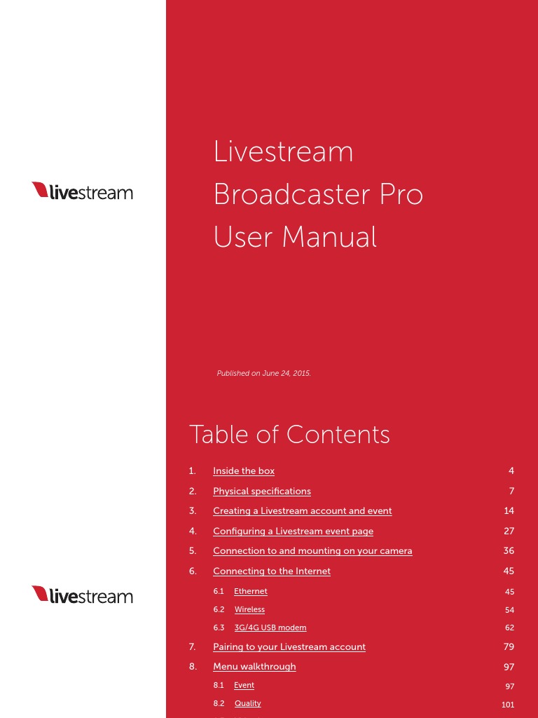 Livestream Broadcaster Pro User Manual | PDF | Streaming Media | Wi Fi