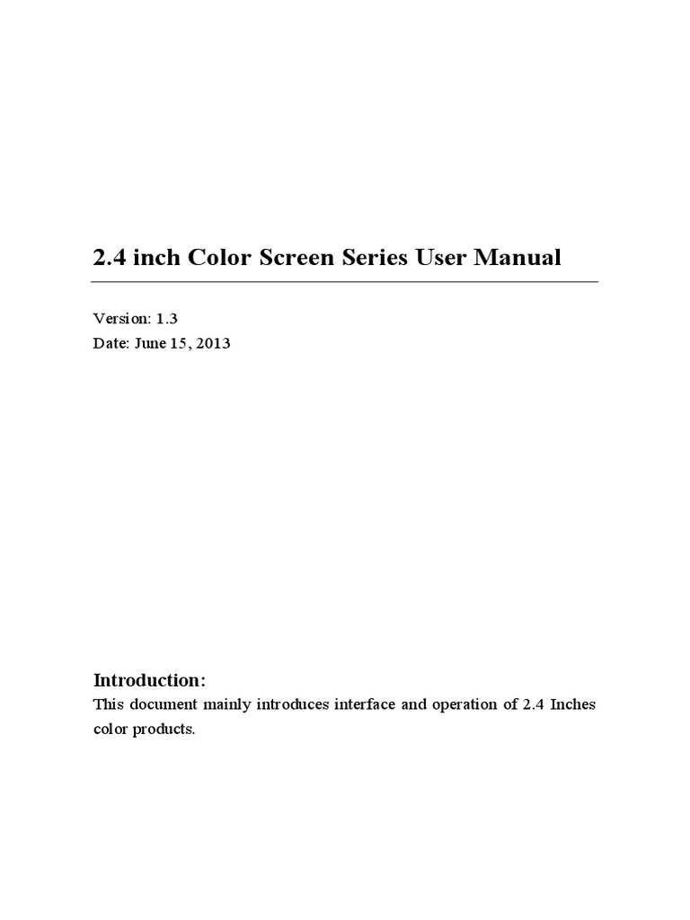2.4 Inch Color Screen Series User Manual V1.3 PDF | PDF | Menu ...