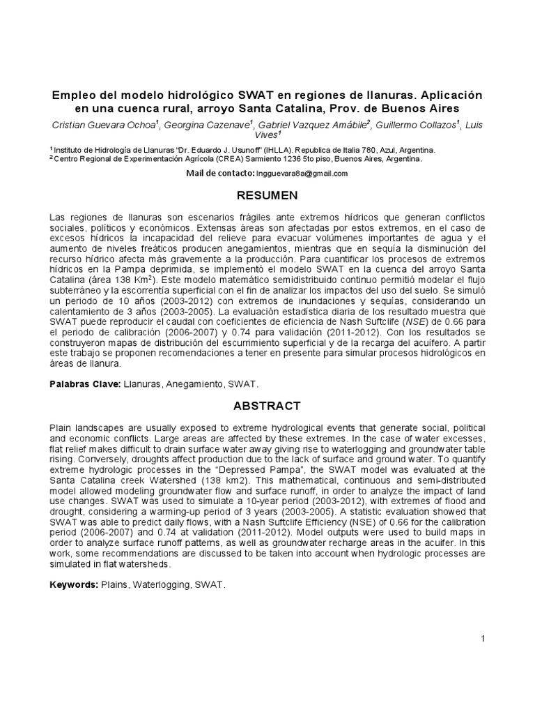 Modelo Hidrológico SWAT | PDF | Precipitación | Evapotranspiración