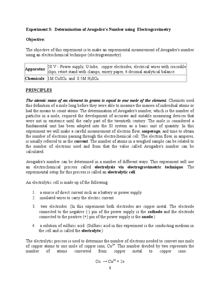 Experiment 3: Determination of Avogadro's Number Using ...