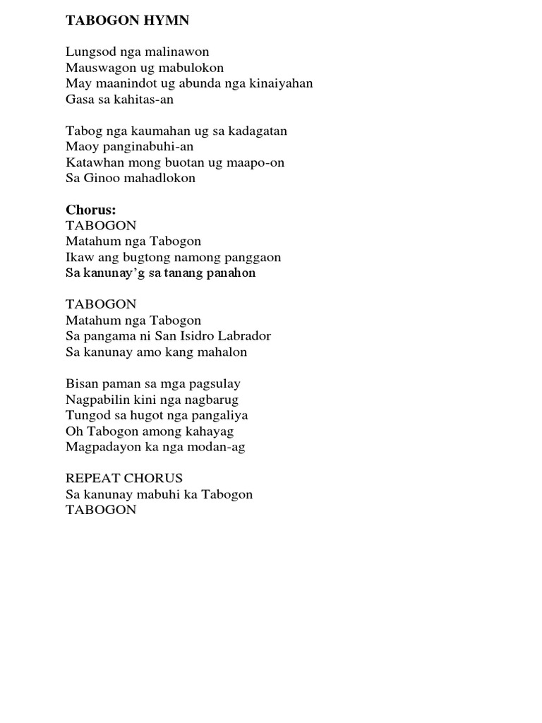 Tabogon Hymn | PDF