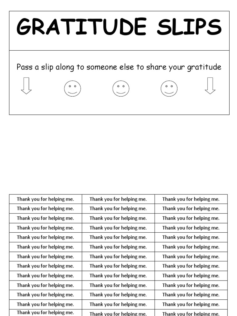 Gratitude Slips | PDF | Gratitude | Positive Mental Attitude