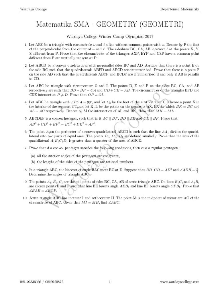 Ya College: Matematika SMA - GEOMETRY (GEOMETRI) | PDF | Triangle | Polytopes