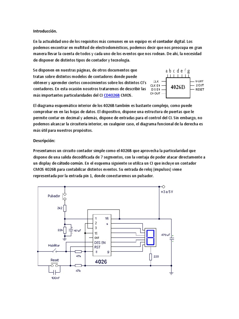 Contador digital con CI 4026B | PDF | Cmos | Áreas de informática