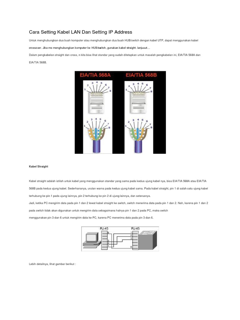 Cara Setting Kabel LAN Dan Setting IP Address | PDF