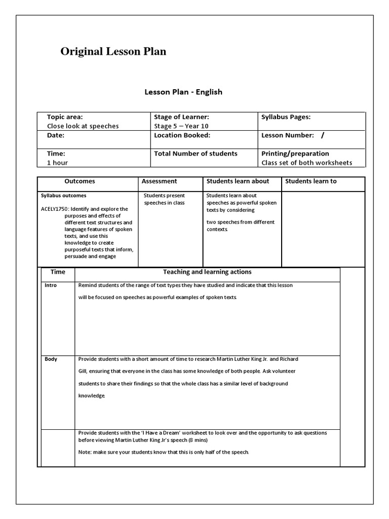 Original Lesson Plan | PDF | Lesson Plan | Question