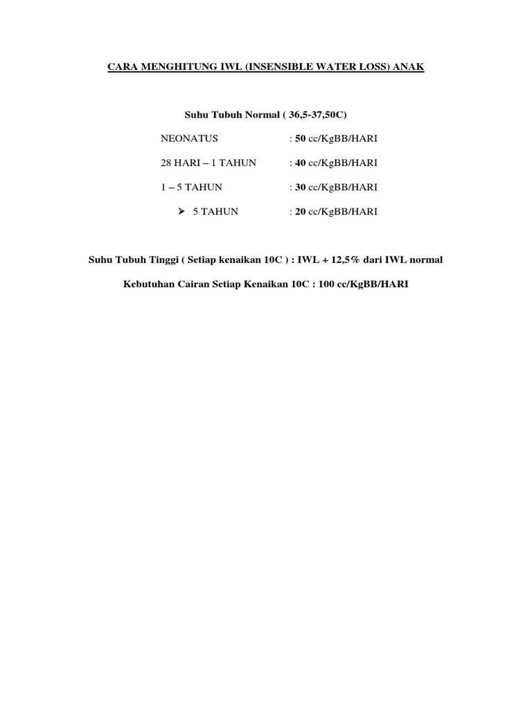 Cara menghitung IWL dan status gizi anak | PDF