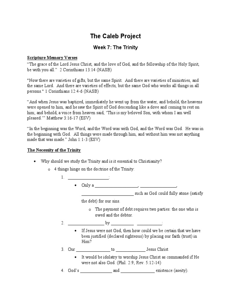 Week7 The Trinity Handout | PDF | Nature | Trinity