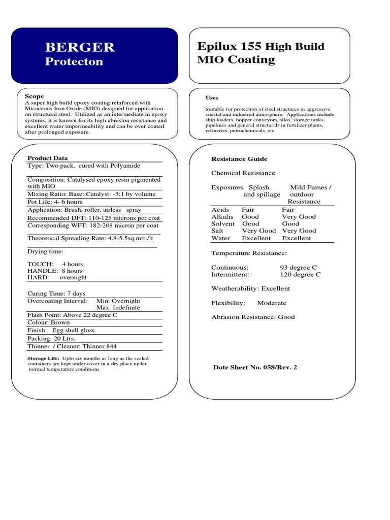 DS 058-Rev-02 Epilux 155 High Build MIO Coating | PDF | Epoxy ...