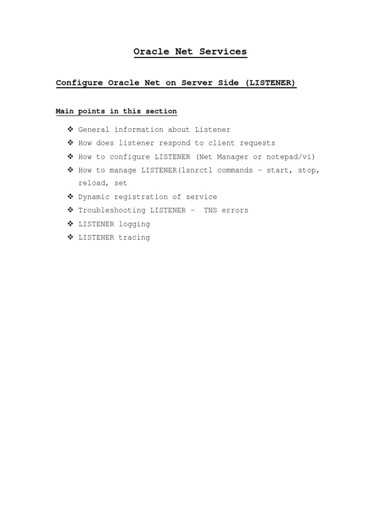04 Oracle Net Services PDF | PDF | Oracle Database | Port (Computer Networking)