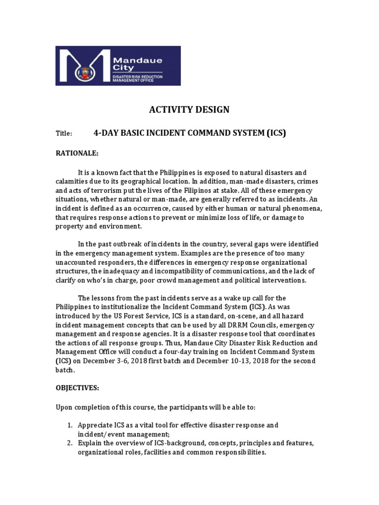 Activity Design Ics | Download Free PDF | Emergency | Incident Command ...