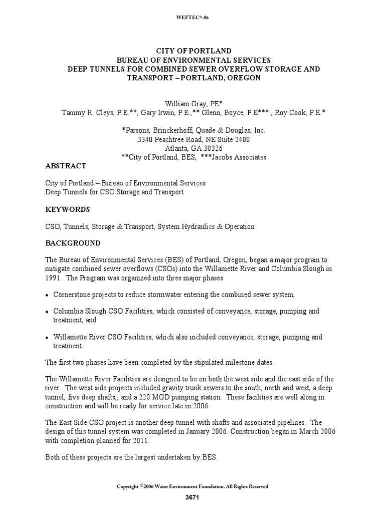 Deep Tunnels For Combined Sewer Overflow Storage and Transport ...