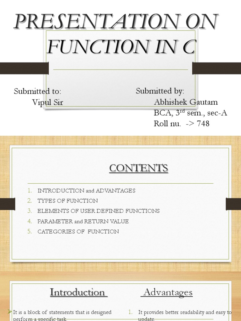 Function In C Presentation On Pdf Parameter Computer Programming Subroutine