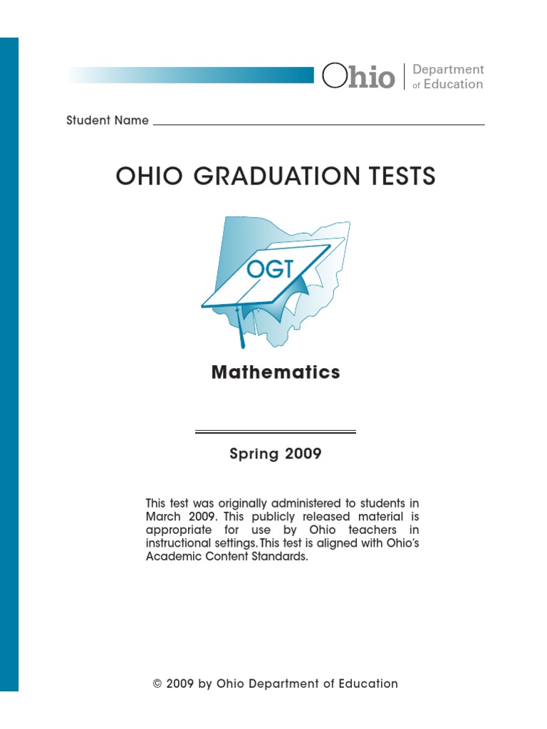 Math 09 Ogt Test | PDF | Area | Multiple Choice