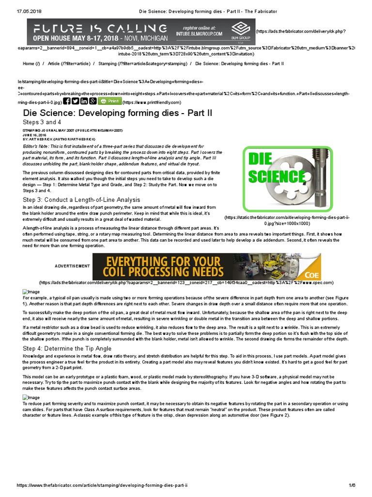 Die Science - Developing Forming Dies - Part II - The Fabricator | PDF ...