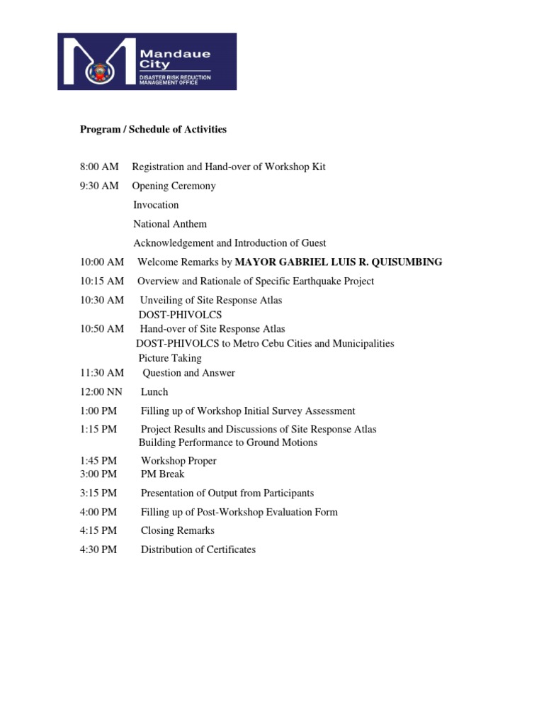 Program / Schedule of Activities | PDF