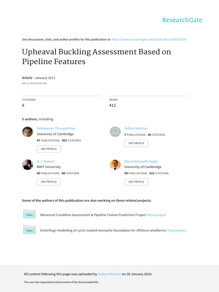 Upheaval Buckling Assessment Based On Pipeline Features | PDF | Soil ...