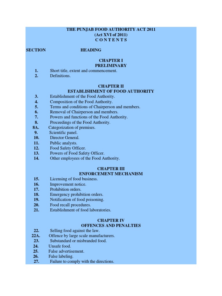Pfa Act 2011 | PDF | Fine (Penalty) | Foods