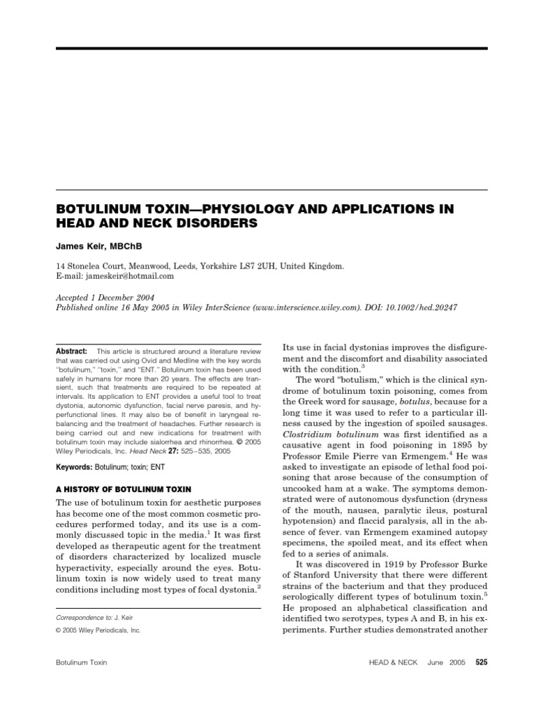 HN 06-2005 Botulinum Toxin Physiology | PDF | Botulinum Toxin | Dystonia