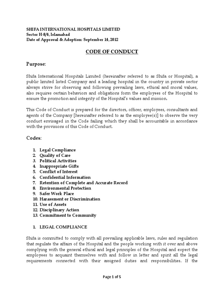 Code of Conduct | PDF | Confidentiality | Conflict Of Interest