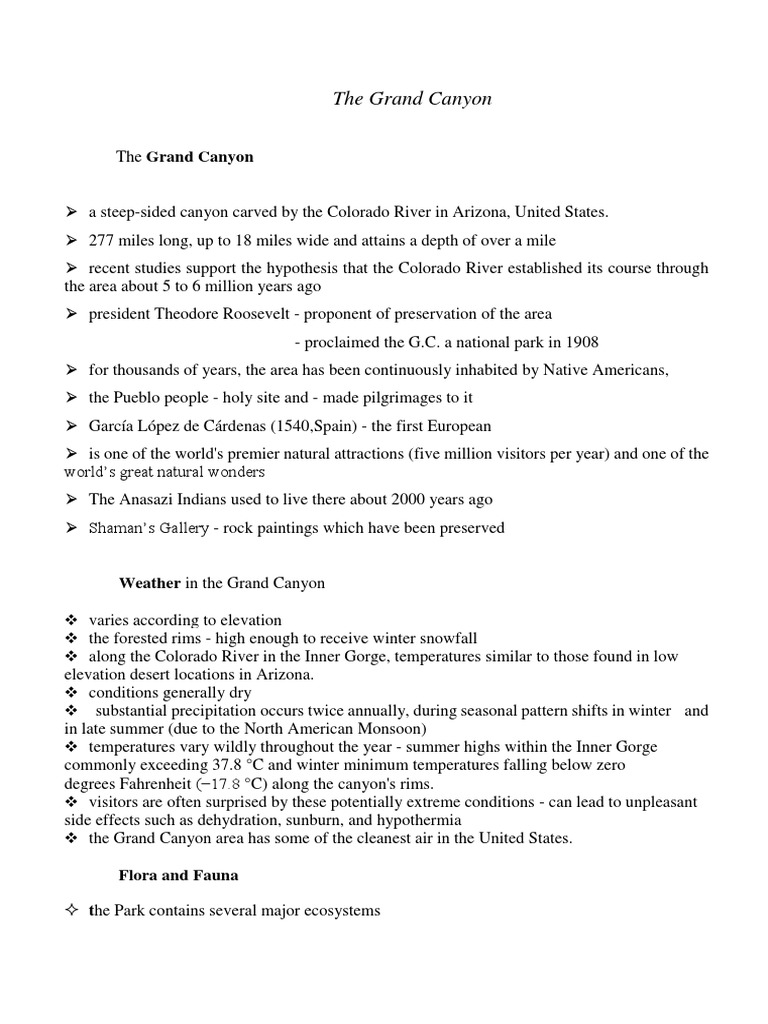 The Grand Canyon | PDF | Grand Canyon | Nature