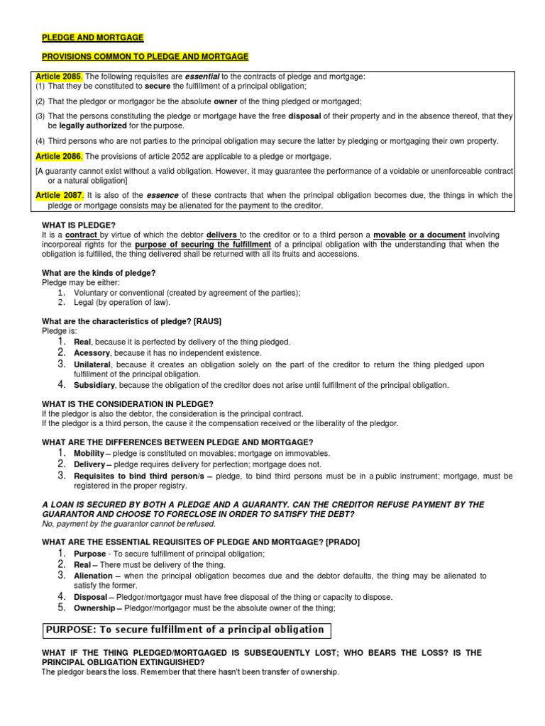 Pledge and Mortgage | PDF | Mortgage Law | Guarantee