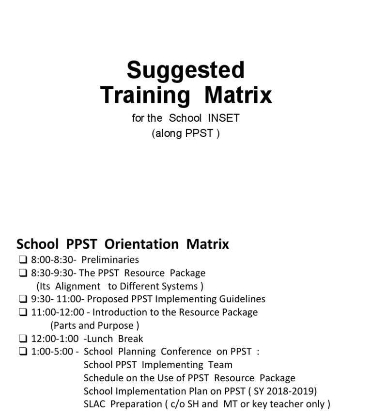 PPST Training Matrix for Schools | PDF