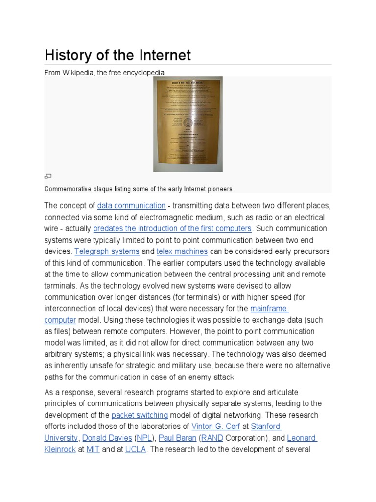 History of The Internet | PDF | Computer Network | Internet