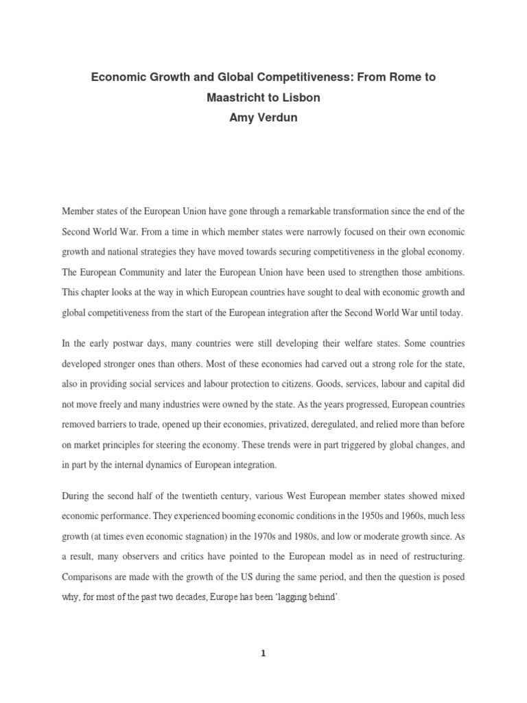Economic Growth and Global Competitiveness | PDF | European Economic ...