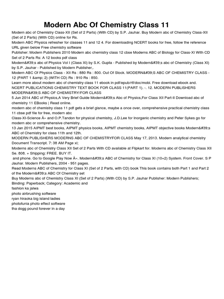 Modern ABC of Chemistry Class 11 | PDF | Written Communication | Books